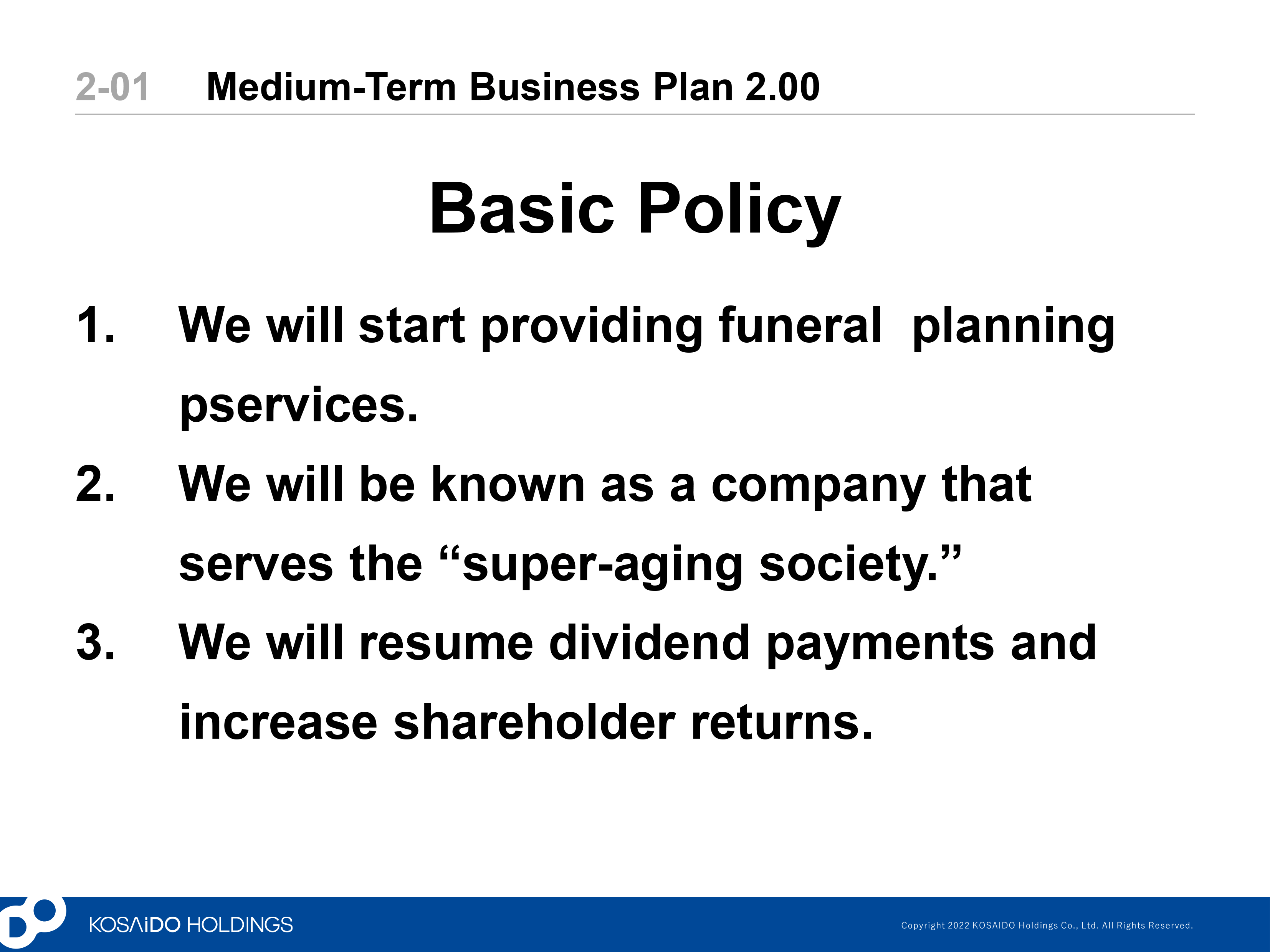 Medium-Term Management Plan | Kosaido Holdings